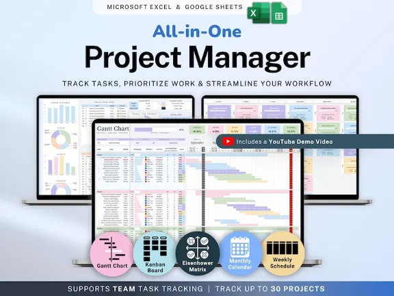 Buy All-in-One Project Management-Google Sheets & Excel