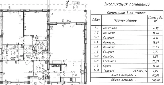 Buy A project for an ideal 100m2 one-story house made of ae