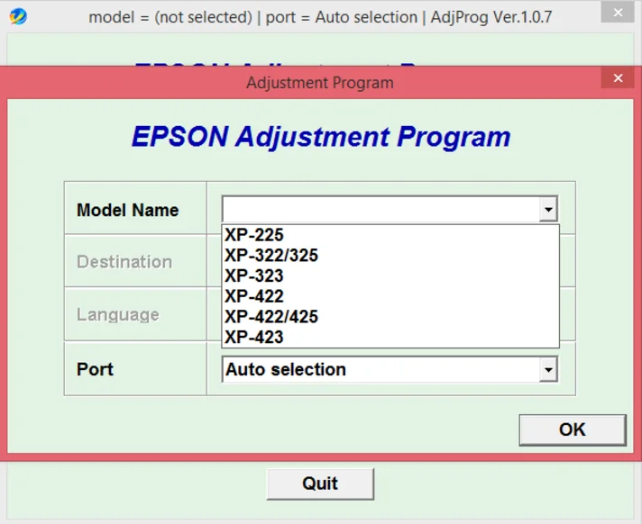 Buy Adjustment program Epson XP-225, XP-322, XP-323,XP-423