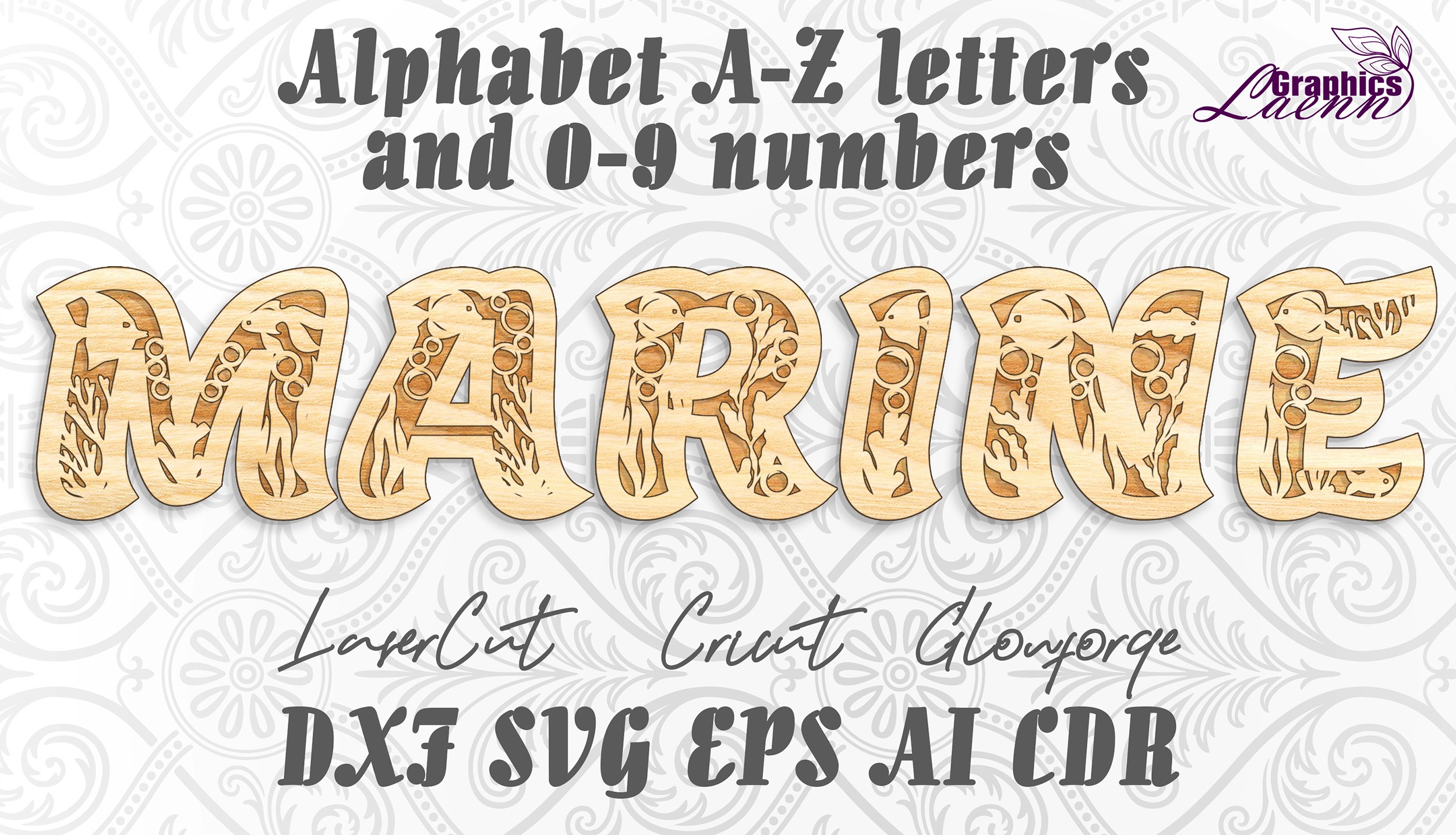 Buy Marine alphabet a-z letters 0-9 numbers laser cut files